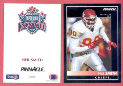 1992 Pinnacle NEIL SMITH Kansas City Chiefs Rare Super Bowl XXVII Card ...