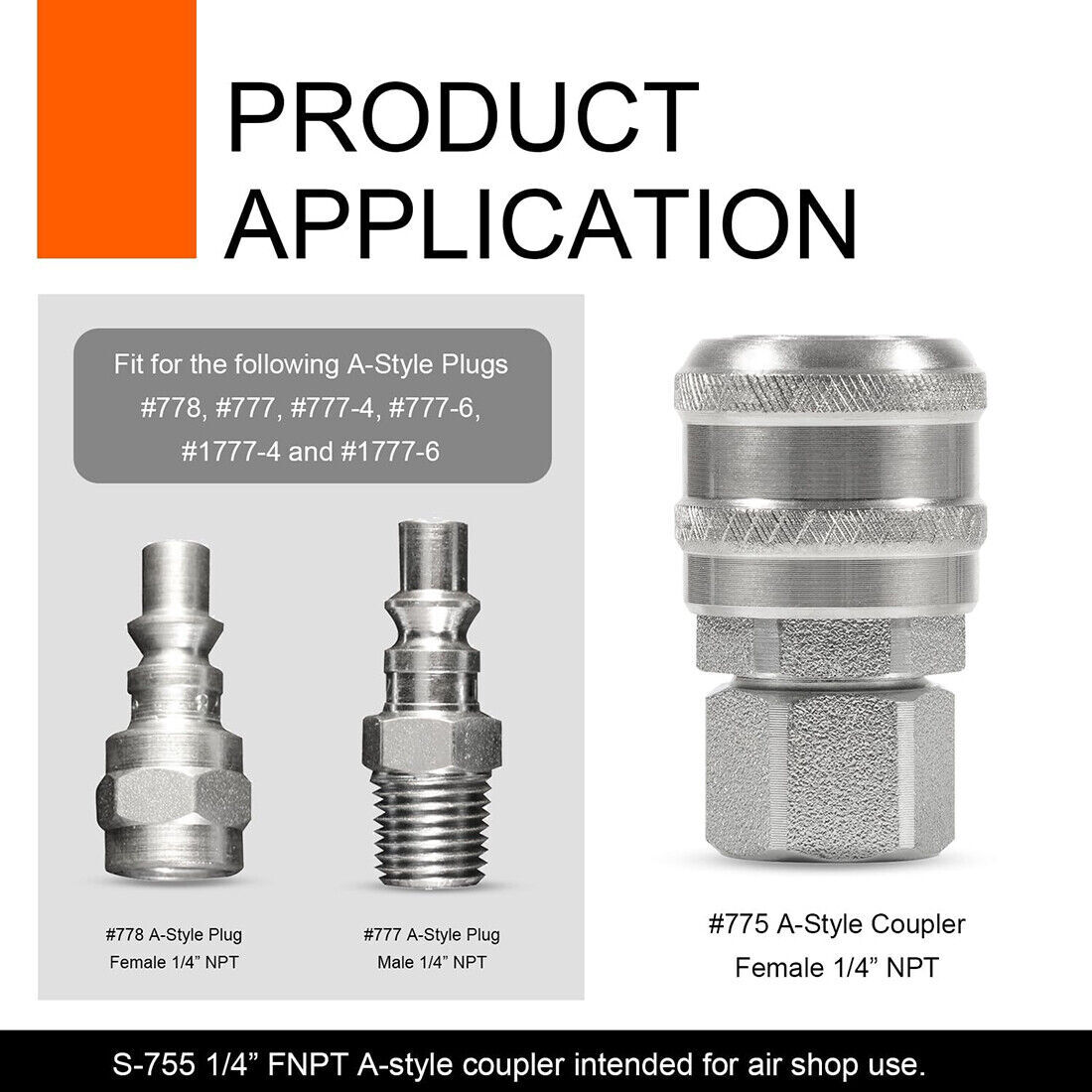 For Milton S775 A-Style Air Coupler 1/4 in NPT Female 778 777 777-4 777 ...