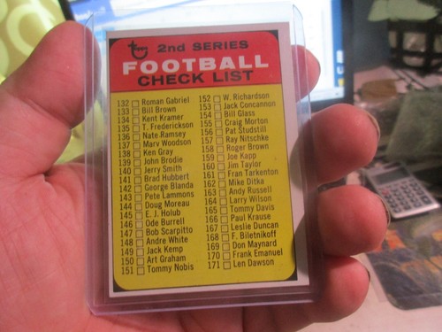 1968 Topps Football Card #219 - 2nd Series Checklist | eBay