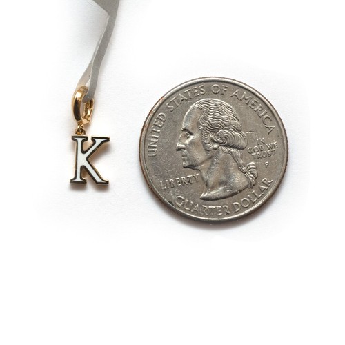 New DAVID YURMAN 8mm Petite Gold & Enamel K Initial Pendant Charm ...