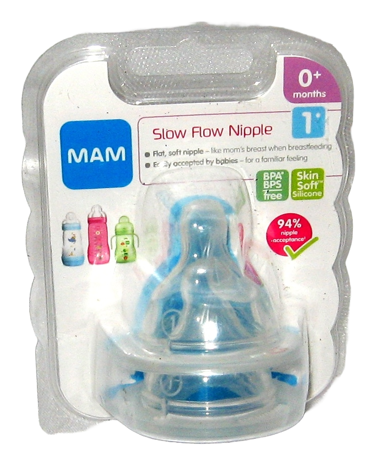 MAM Bottle Nipples Slow Flow Nipple Level 1 Set of 2, for Newborns and ...