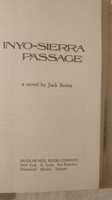 Inyo-Sierra Passage by Jack Rowe (1980, Hardcover) for sale online | eBay