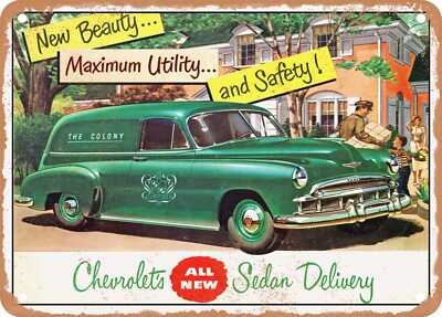METAL SIGN - 1949 Chevy Sedan Delivery New Beauty. Maximum Utility. and ...