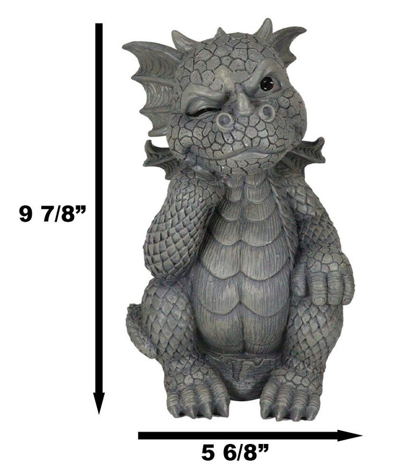 The Thinker Whimsical Garden Dragon Statue 10"H Cute Baby Dragon ...