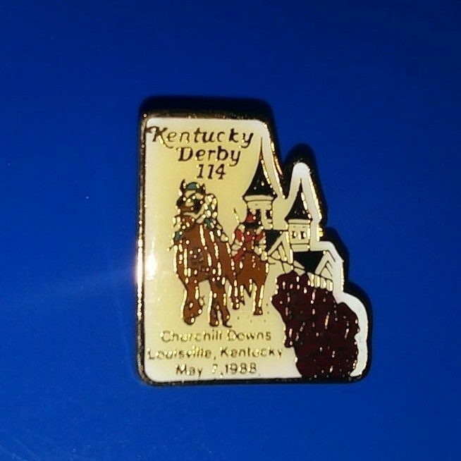 VINTAGE MAY 1988 KENTUCKY DERBY 114 HORSE RACING COLLECTIBLE ENAMEL PIN ...