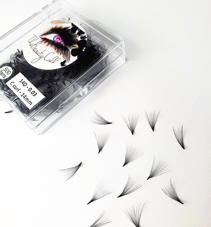 500 - 1,000 14D .03/.05mm Heat Bond Promade Mega Volume Fans Eyelash ...