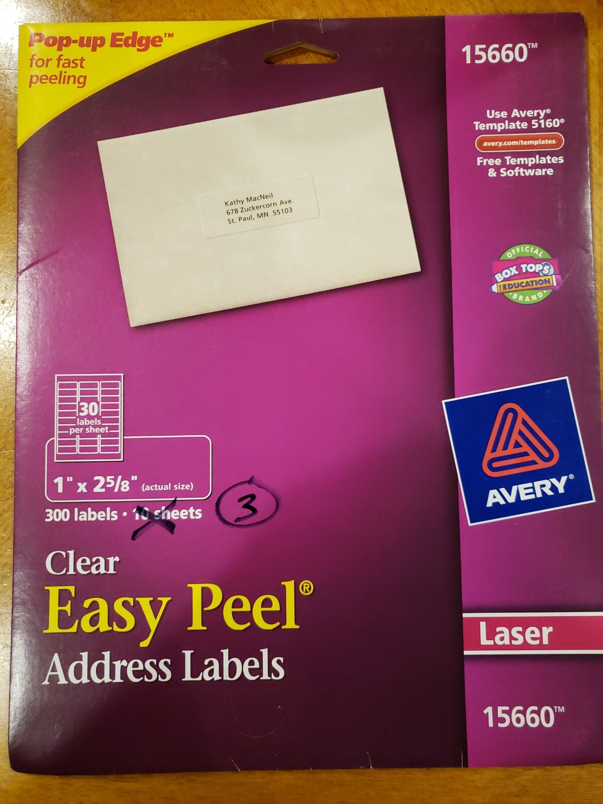 OPEN BOX 90 Labels Avery Clear Easy Peel Mailing Labels Laser 1" x 2 5/ ...