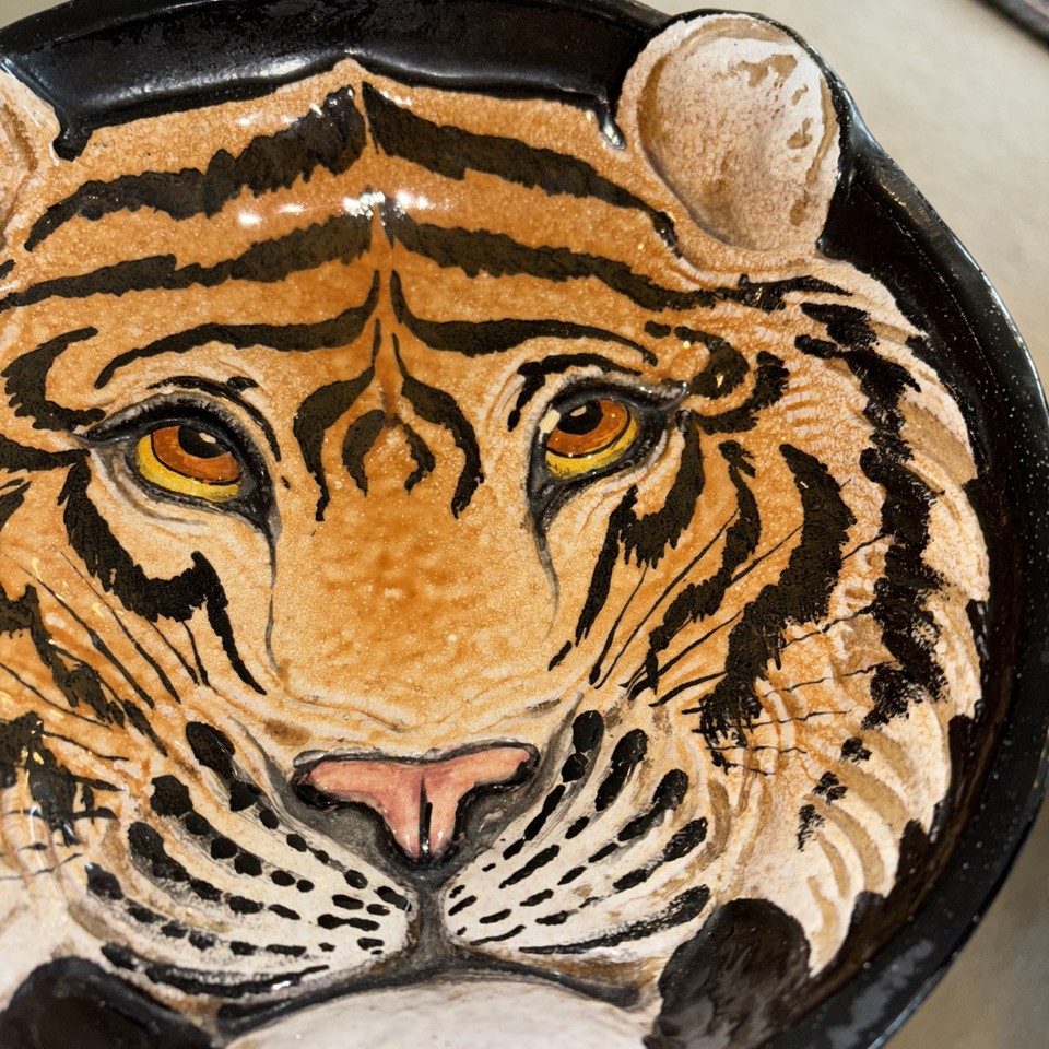 Taste Setter Sigma Vintage Tiger Face Bowl Plate Black Made In Italy ...