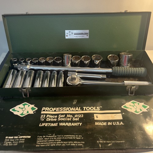 SK Professional Tools No.4123 23 Pc 1/2" Drive Socket Set W/ Metal Case ...