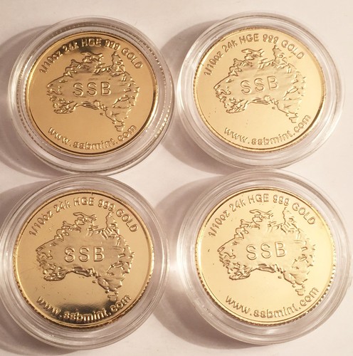 Set of 4 "Ned Kelly" 1/10th oz HGE 999 Gold Australian Coins/tokens ...
