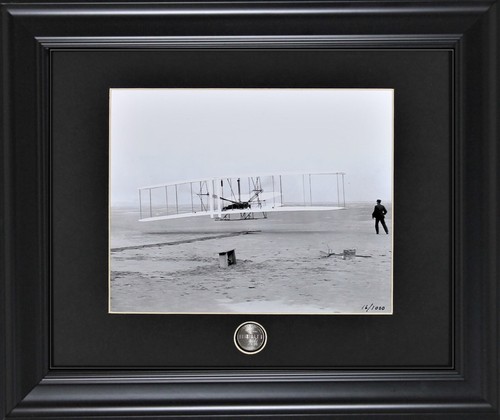 Wright Flyer Brothers First Manned Flight Black Framed Print NC Quarter ...