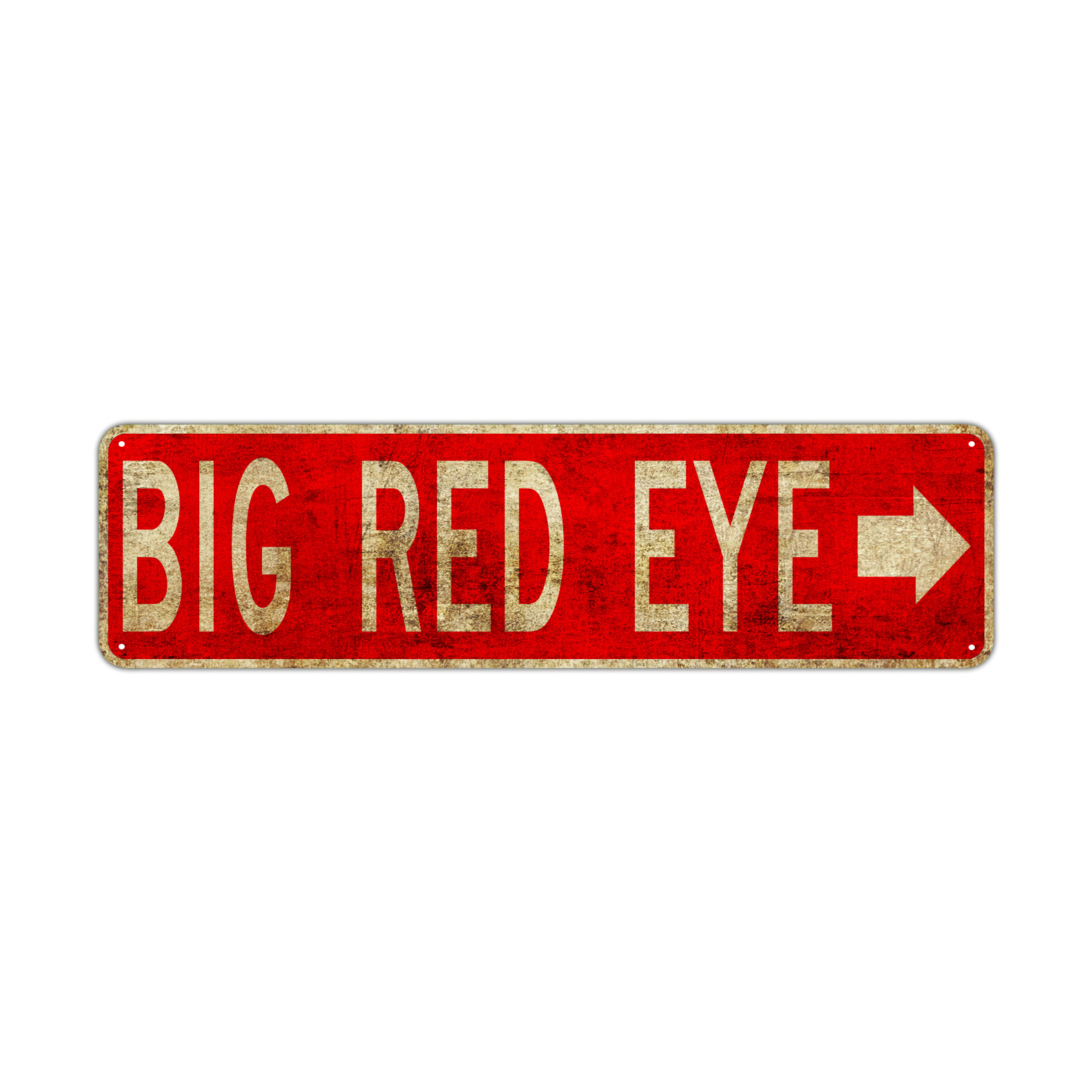 Big Red Eye Right Arrow Vintage Sign For Garage Street Décor Aluminum ...