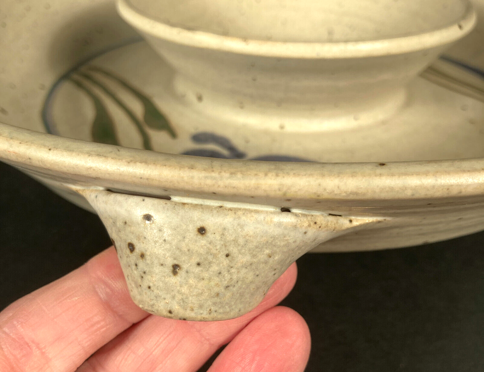 Vintage Studio Pottery Snack Chip Dip Tray Cynthia Ryals Holdefer 1986 Iris USA | eBay