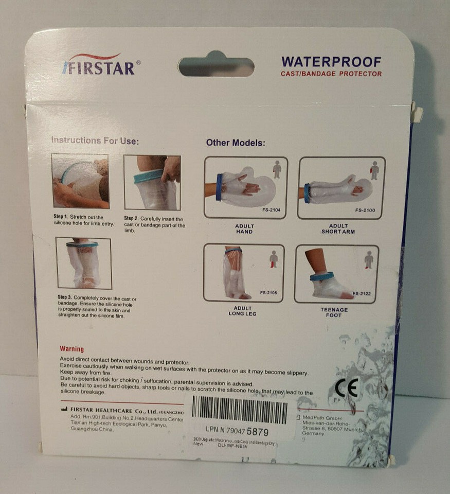 New Firstar Waterproof Cast Bandage Wound Protector for Shower Adult ...