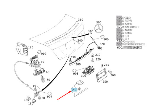 MB C W204 REAR LID HANDLE LEDGE MOUNTING METERIAL A2047430093 | eBay
