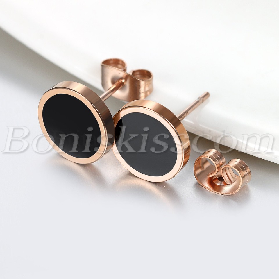 2pcs 10mm Men Women Stainless Steel Round Screw Back Ear Plugs Studs ...