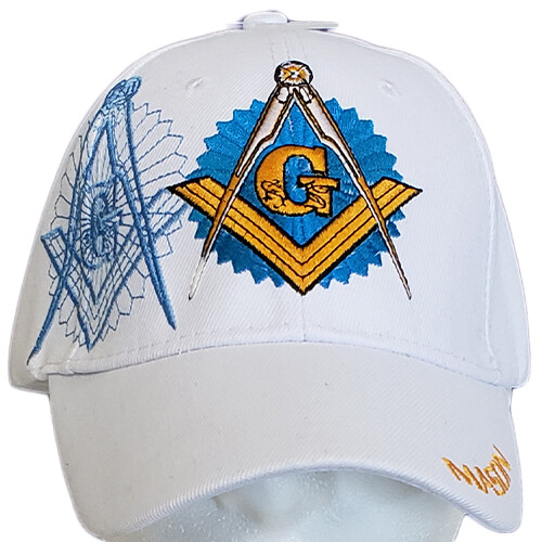 Freemason Mason Masonic Hat Cap Embroidered Adjustable Shadow White ...