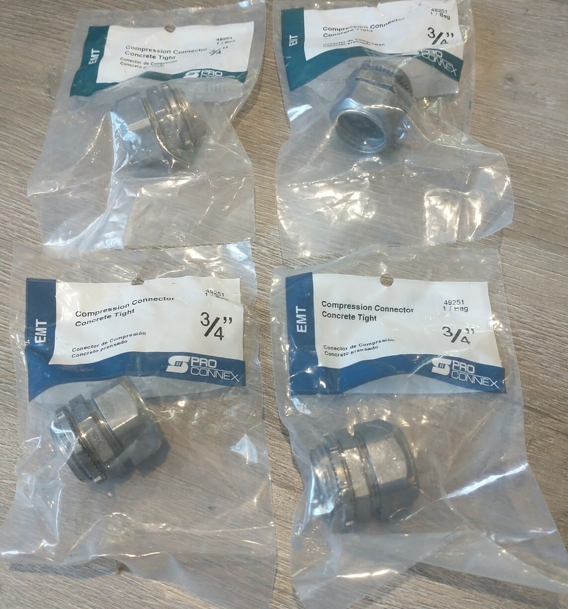 (4) Sigma Pro Connex 3/4" EMT Compression Connectors Concrete Tight ...