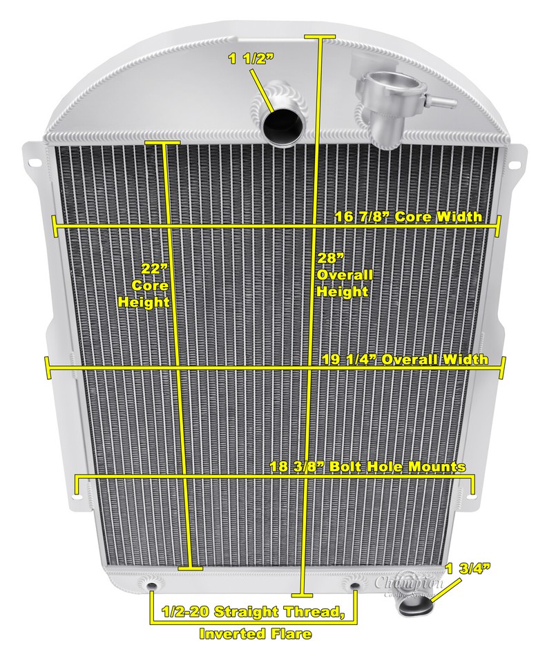 KR Champion 3 Row Radiator Chevy Config,16" Fan for 1939 Chevy Master ...