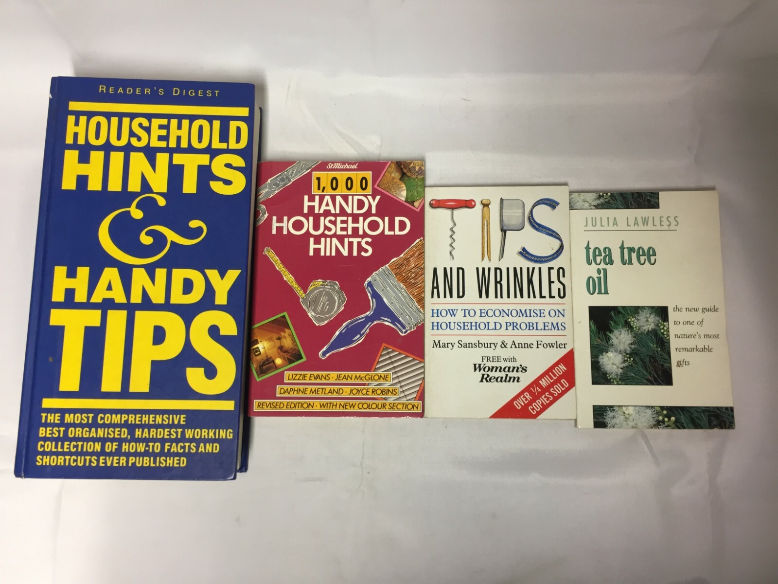 4x Household Hints Books Handy Tips Tea Tree Oil Tips & Wrinkles 1,000 ...