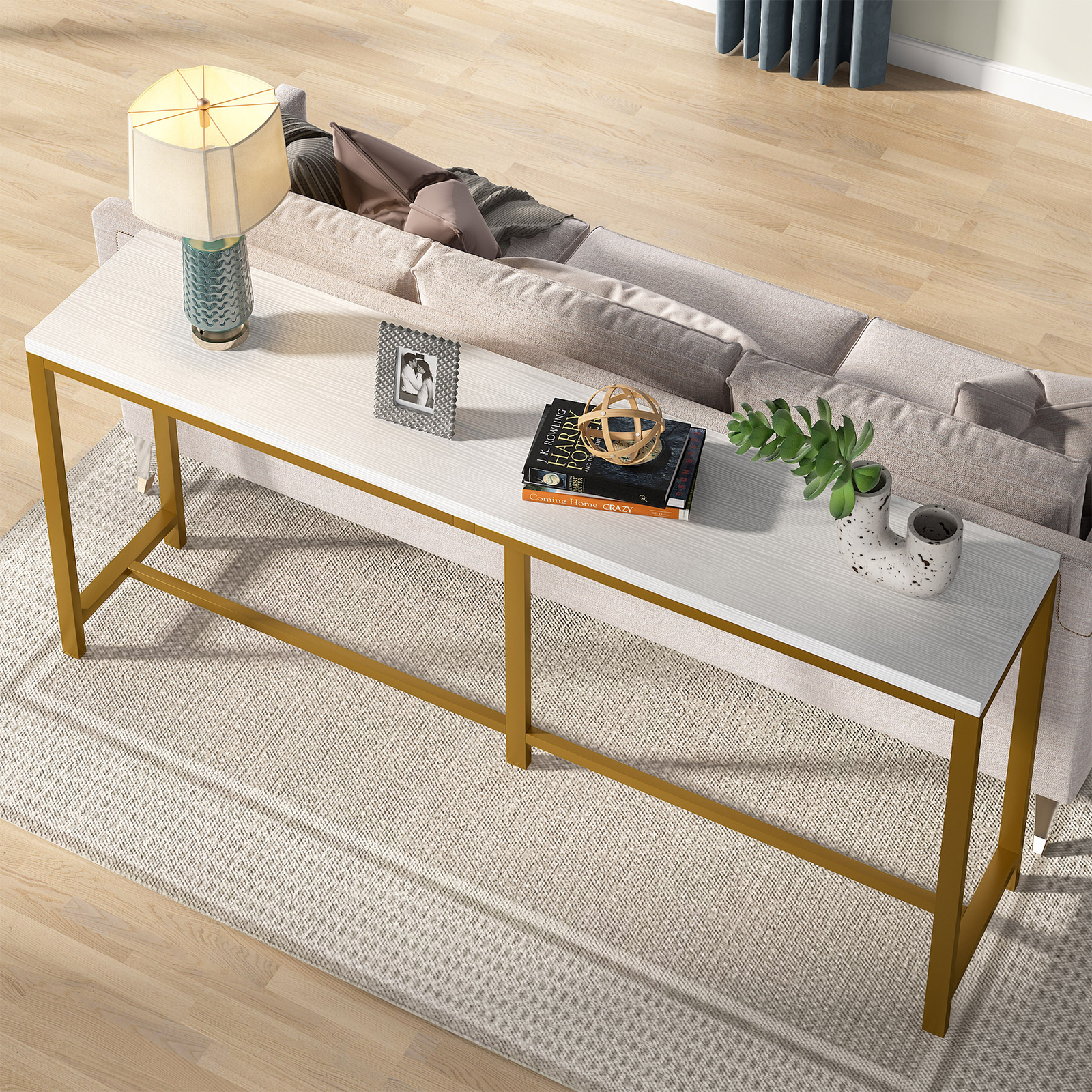 70.9-Inch Long Console Table Behind Couch, Industrial Narrow Entryway ...