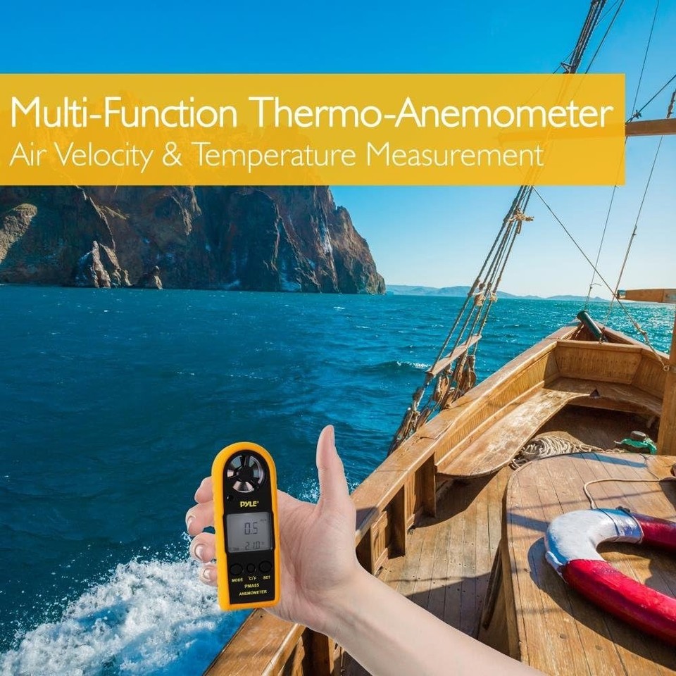 Pyle Digital Anemometer Handheld Thermometer - Portable Meter, Wind ...