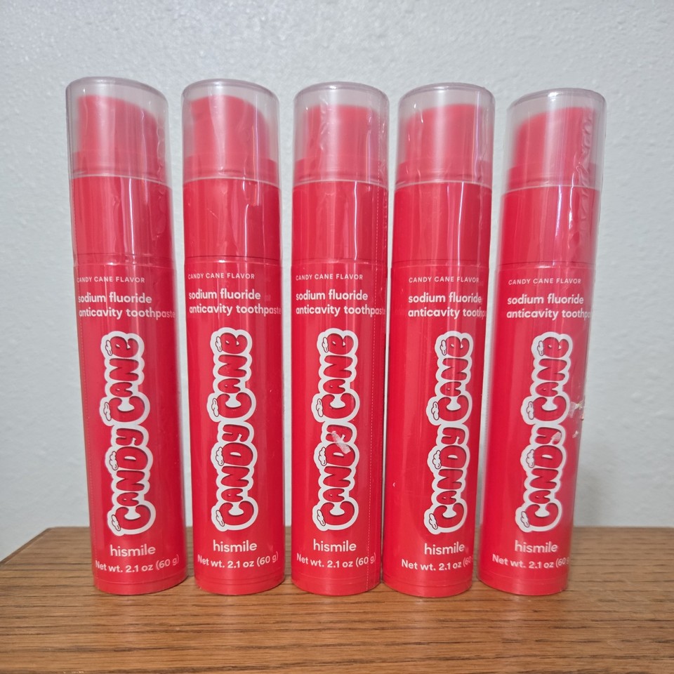 (x5) -HISMILE 2.1oz CANDY CANE FLAVOR FLUORIDE TOOTHPASTE-EXP. 08/2026 ...