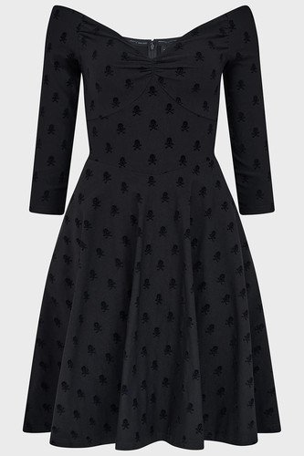 Killstar Voodoo Darling Midi Dress Womens Black Off Shoulder Neck Goth ...