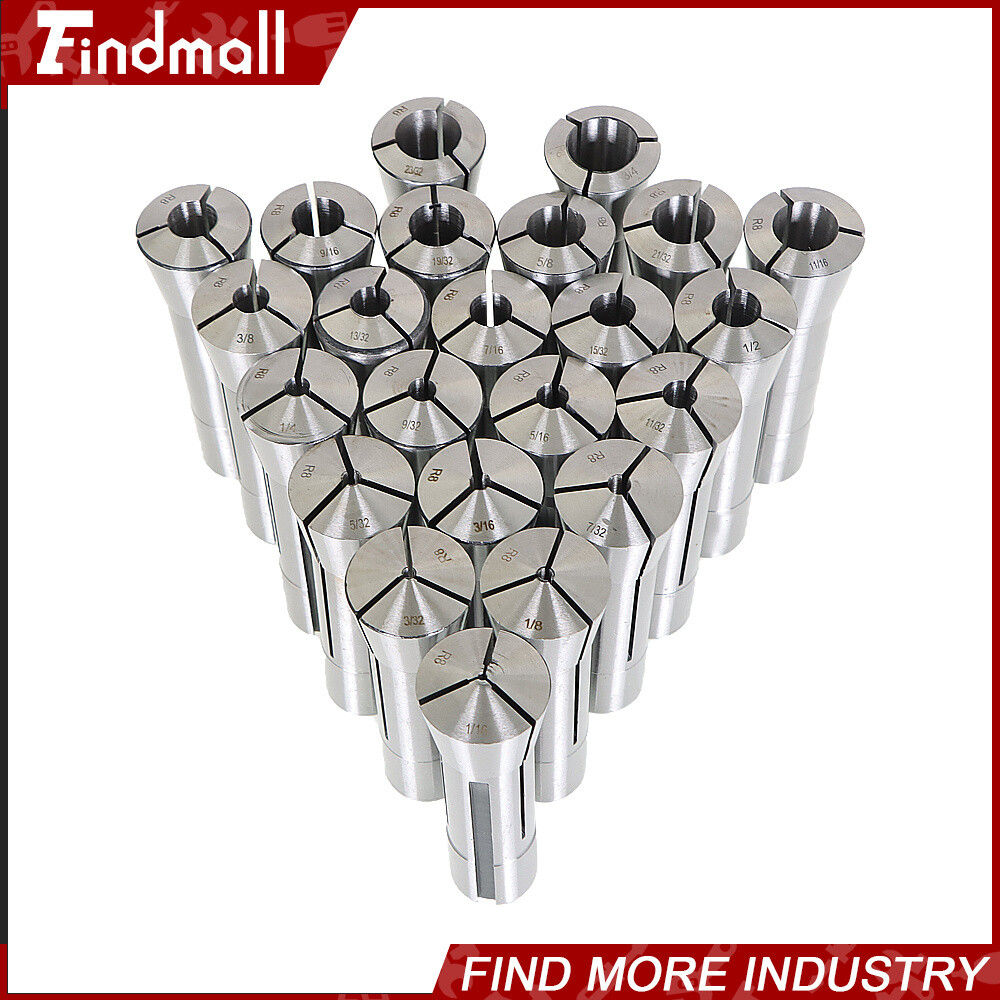 For Bridgeport 23Pcs R8 Collet Set Fractional 1/16" To 3/4" High ...