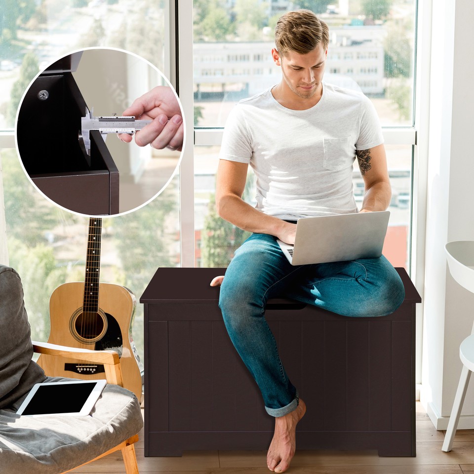 4 Color 2 Safety Hinge Wooden Toy Box Lift Top Entryway Storage Chest ...