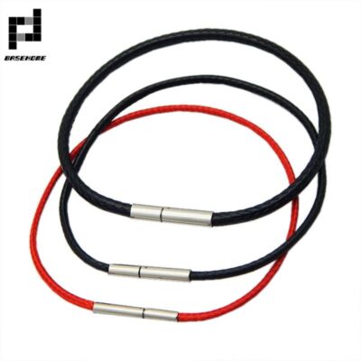 Couple Leather String Bracelets-1.5-3MM Stainless Steel Clasp Black Red ...