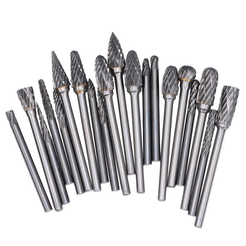 20PCS 1/8" Shank Carbide Burr Set Wood Carving Bits Die Grinder Bits ...