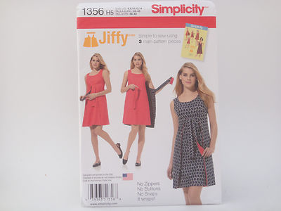 Simplicity 1356, Jiffy 3 Main Pattern Pieces Reversible Wrap Dress ...