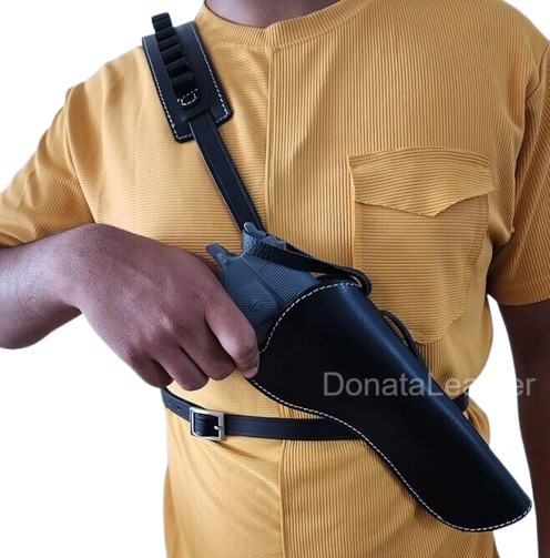ADJUSTABLE LEATHER CHEST RIG GUN HOLSTER WITH AMMO HOLDER SHOULDER ...