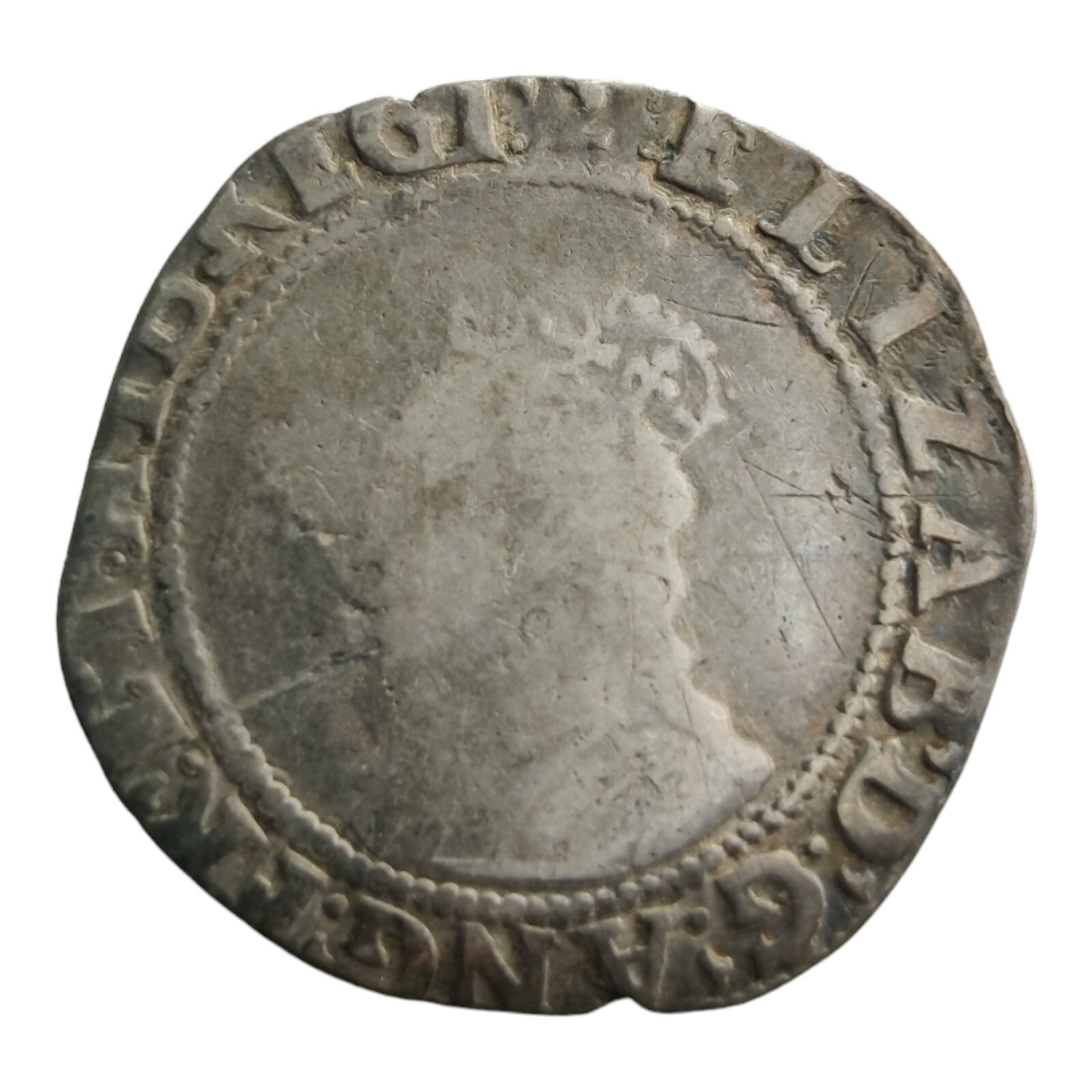 1602 England Elizabeth Silver Shilling Mm 2 7th Issue British Hammered ...