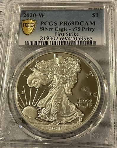 2020 W V75 Privy Proof Silver Eagle PCGS DCAM First Strike Gold Shield ...