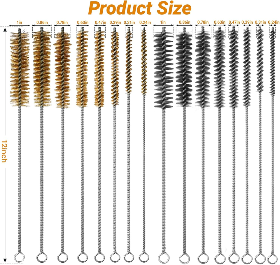 16Pcs Tube Cleaning Brush,Brass Stainless Steel Engine Cleaning Brushes ...