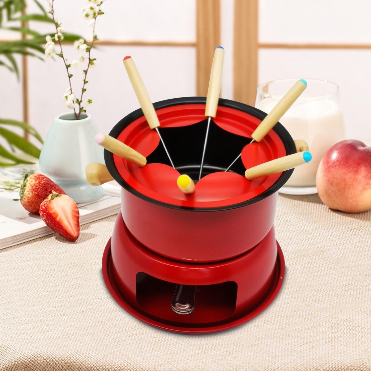 Fondue Pot Artestia Cast Iron Set Of 2, Swiss Cheese... Fondue Sets