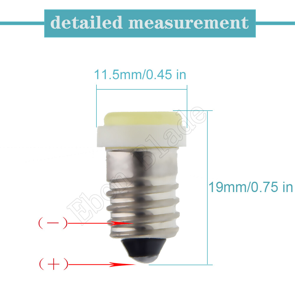 2Pcs E10 1447 Style Screw COB 1W LED SMD 12V COLD White Bulb Light DIY ...