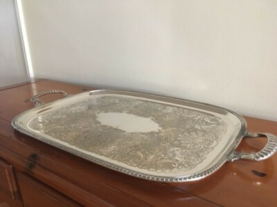 Silverplate serving tray w/ handles 26 1/4" X 15 3/4" Fiesta Oneida ltd ...