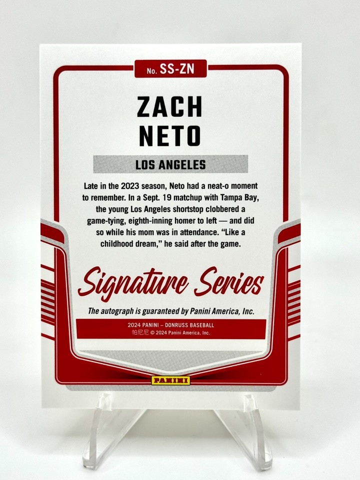 2024 Donruss #SS-ZN Zach Neto Signature Series Auto Los Angeles Angels ...