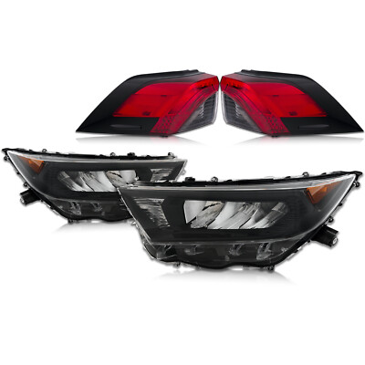 LED Headlight & Tail Light Set Fits 19-22 Toyota RAV 4 Black Housing ...