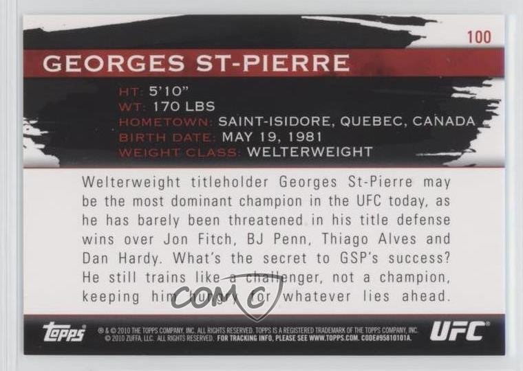 2010 Topps UFC Knockout Silver 29/188 Georges St-Pierre #100 aa7 | eBay
