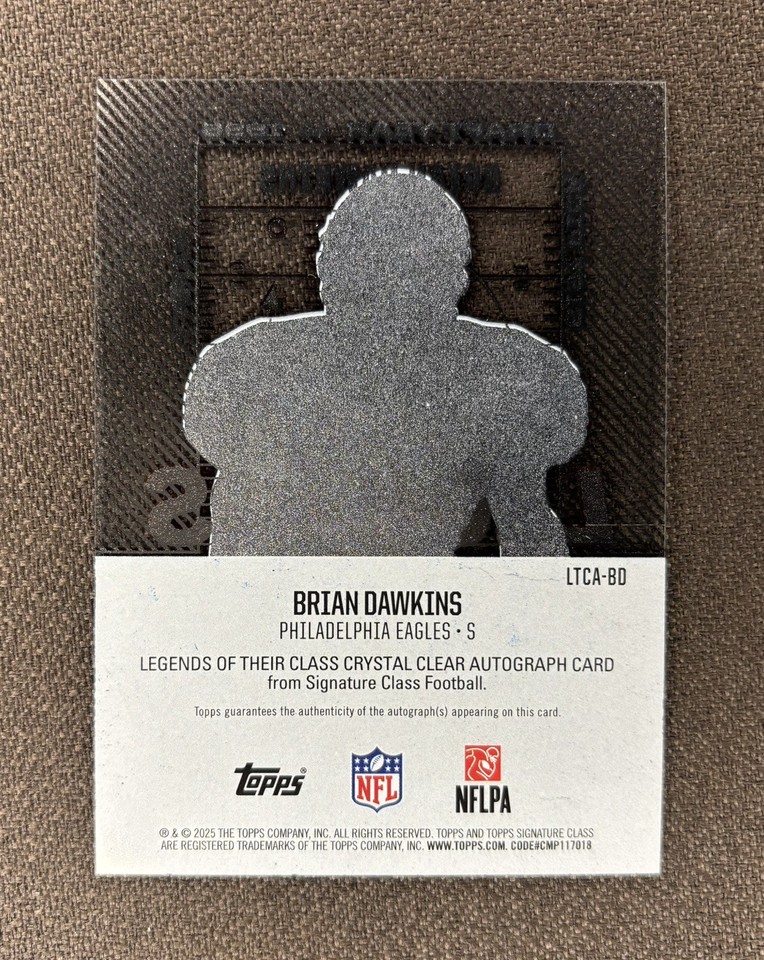 2025 Topps Signature Class Brian Dawkins Legends Crystal Clear Auto # ...