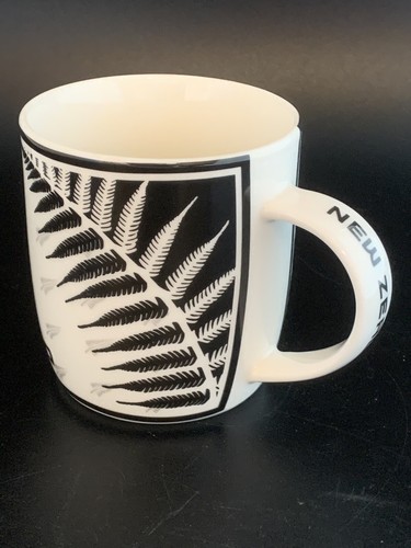 Derek of New Zealand Fern Coffee Mug/Cup Black White Silver EUC New ...