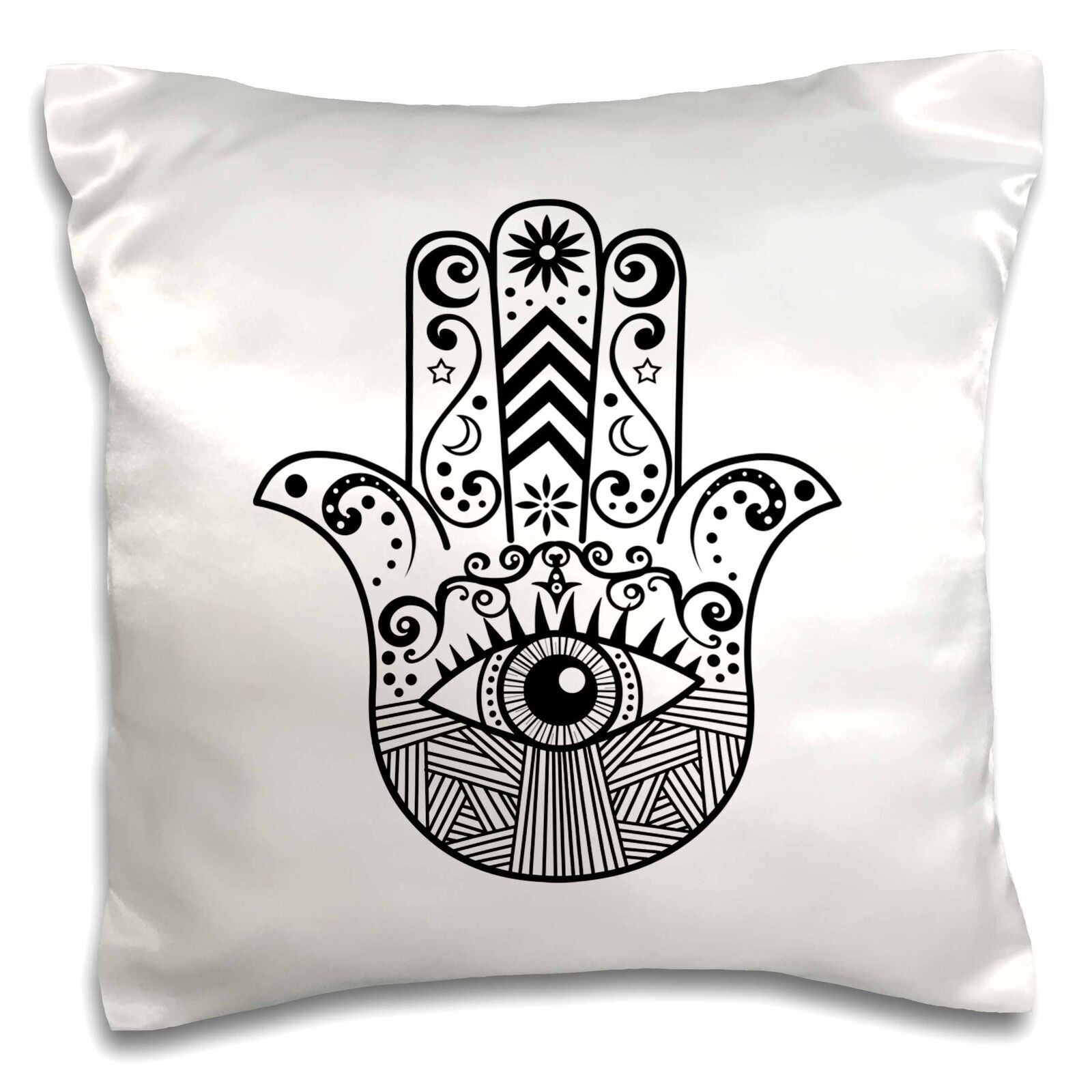 3dRose Hamsa Hand Black and White 16x16 inch Pillow Case | eBay
