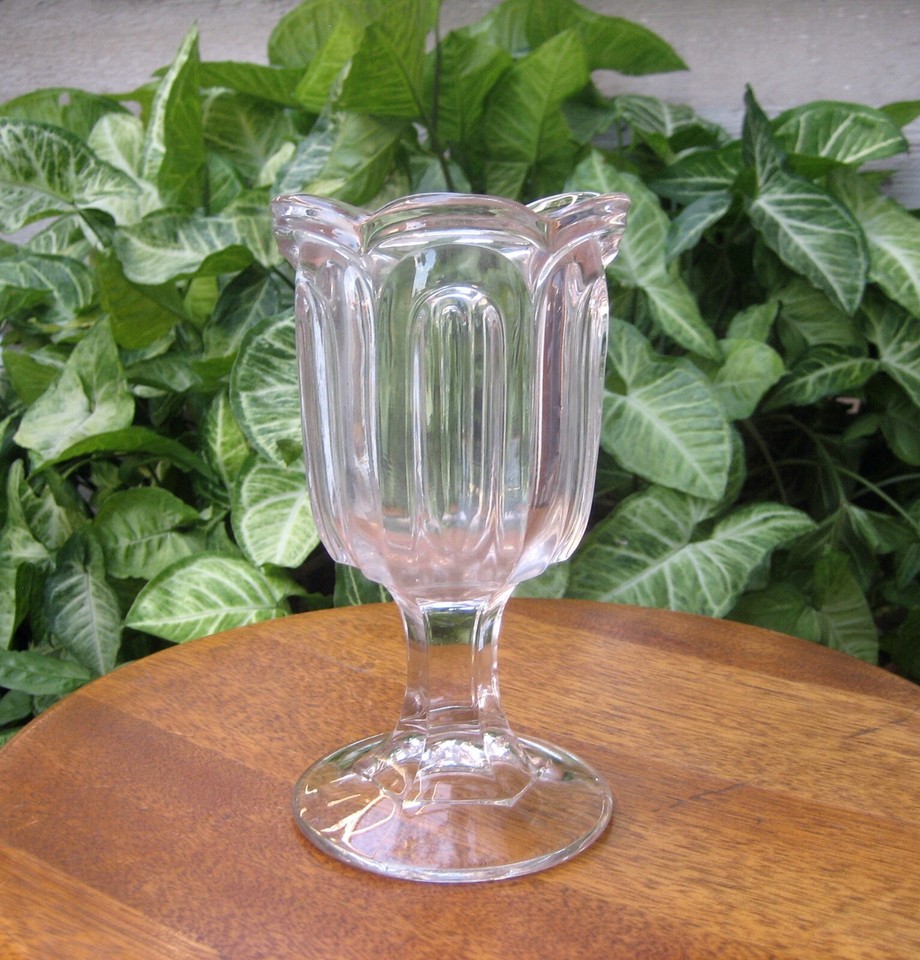 VINTAGE EAPG 1870'S MCKEE FOOTED SENECA LOOP CLEAR GLASS SPOONER CELERY ...