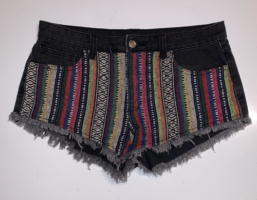 Womens Black Multi Colored Native Print Mini Shorts ~ Size 28 Medium M ...