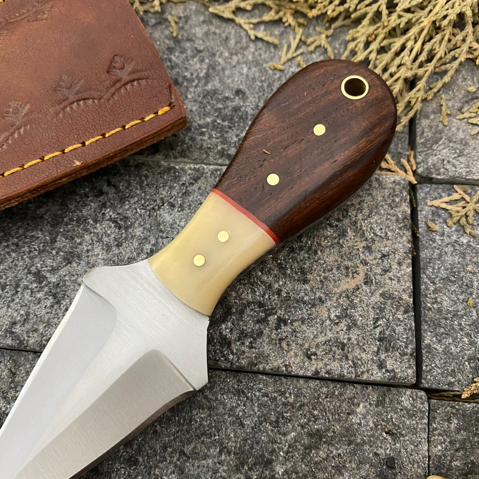CUSTOM HANDMADE D2 HUNTING EDC MINI DAGGER NECK KNIFE W/SHEATH A-3662 ...