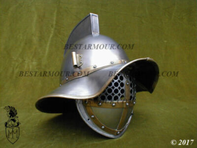 Medieval Gladiator Marmilo Helmet Brass Accent Fitting Knight Helmet ...